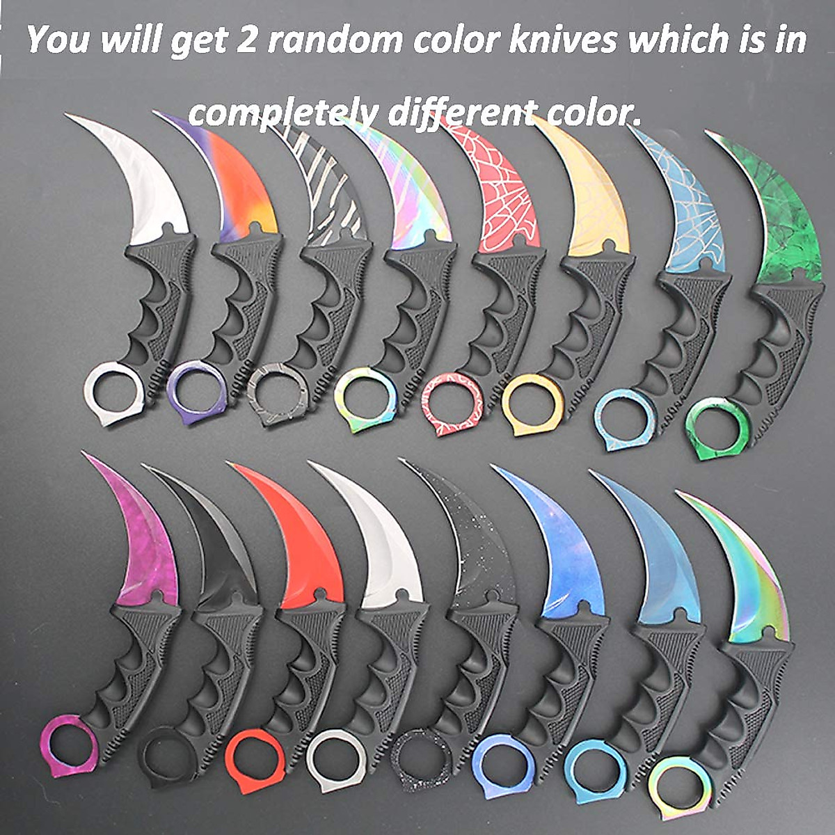 Karambit Knife Set of 2, Stainless Steel Fixed Blade Tactical Knife with Sheath and Cord Knife CS-GO for Hunting, Camping, Self Defenses and Field Survival