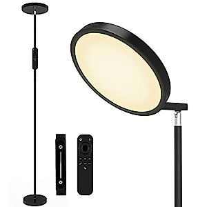 JOOFO Sky LED Floor Lamp,Folding Modern Torchiere Floor Lamp,Bright Dimmable Led Floor Lamp with Remote &Touch Control,5 Color Temperatures,Tall Standing Lamp for Living Room,Office,Bedroom,(Black)