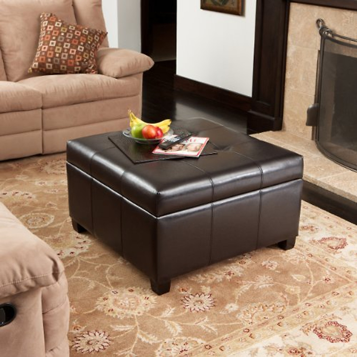 Christopher Knight Home Richmond Bonded Leather Storage Ottoman, Espresso