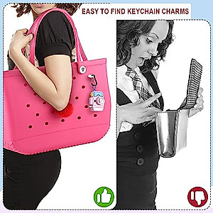 2pcs Key Holder for Bogg Bag, Keychain Hanger Carabiners Clips Carabiner Key Holder Charm Accessories for Bogg Bag (2 Black Carabiners + 2 White Buttons)