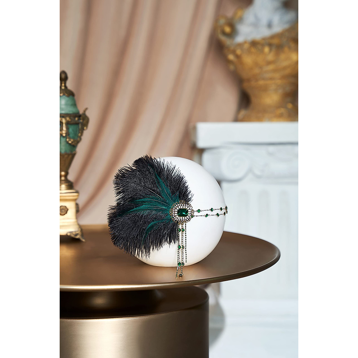 BABEYOND 1920s Flapper Gatsby Headband Roaring 20's Party Headpiece (Green)