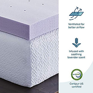 LUCID 3 Inch Lavender Infused Memory Foam Mattress Topper - Ventilated Design - Full Size (3-Inch)