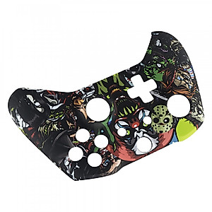 eXtremeRate Soft Touch Scary Party Patterned Faceplate Cover, Front Housing Shell Case Replacement Kit for Xbox One X S Controller - Controller Not Included