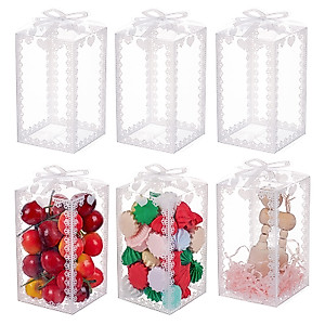BENECREAT 24PCS Clear Plastic Gift Box with Bowknot 4.5x2.5x2.5 Transparent PVC Favor Boxes Packing Box for Holiday, Wedding Party Favors, Packaging