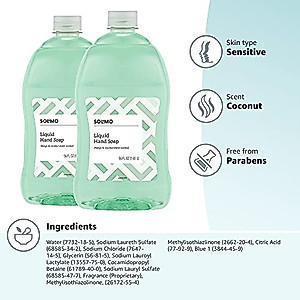 Amazon Brand - Solimo Liquid Hand Soap Refill, Mango and Coconut Water Scent, Triclosan-Free, 56 Fluid Ounces, Pack of 2