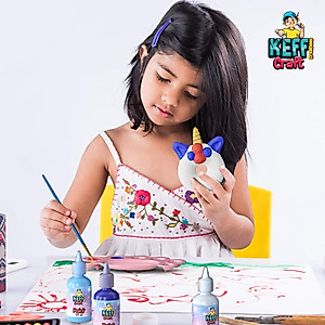 KEFF Paint Your Own Squishies - Unicorn Squishy Maker Painting Kit for Kids - DIY Arts & Crafts Gifts Toys for Girls and Boys with Glitter Puff Paints, Brushes and Palette