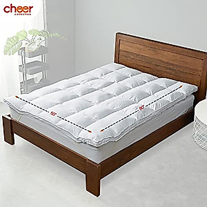 Cheer Collection Thick Mattress Topper - Ultra Luxurious Bed Topper with Stable Anchor Bands – Queen Size 60" x 80"
