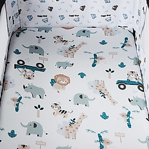 Tontukatu Pack n Play Sheet Stretchy Fitted Portable Mini Crib Sheets Set 3 Pack,Playard Sheets Convertible Playard Mattress Cover,Ultra Soft Jersey Material,Elephant Tiger,Fox & Grey