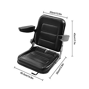 Black Universal Seat, Replacement Forklift Seat Garden Tractor Seat Universal Lawn Mower Seat Tractor Suspension Seat with Adjustable Backrest