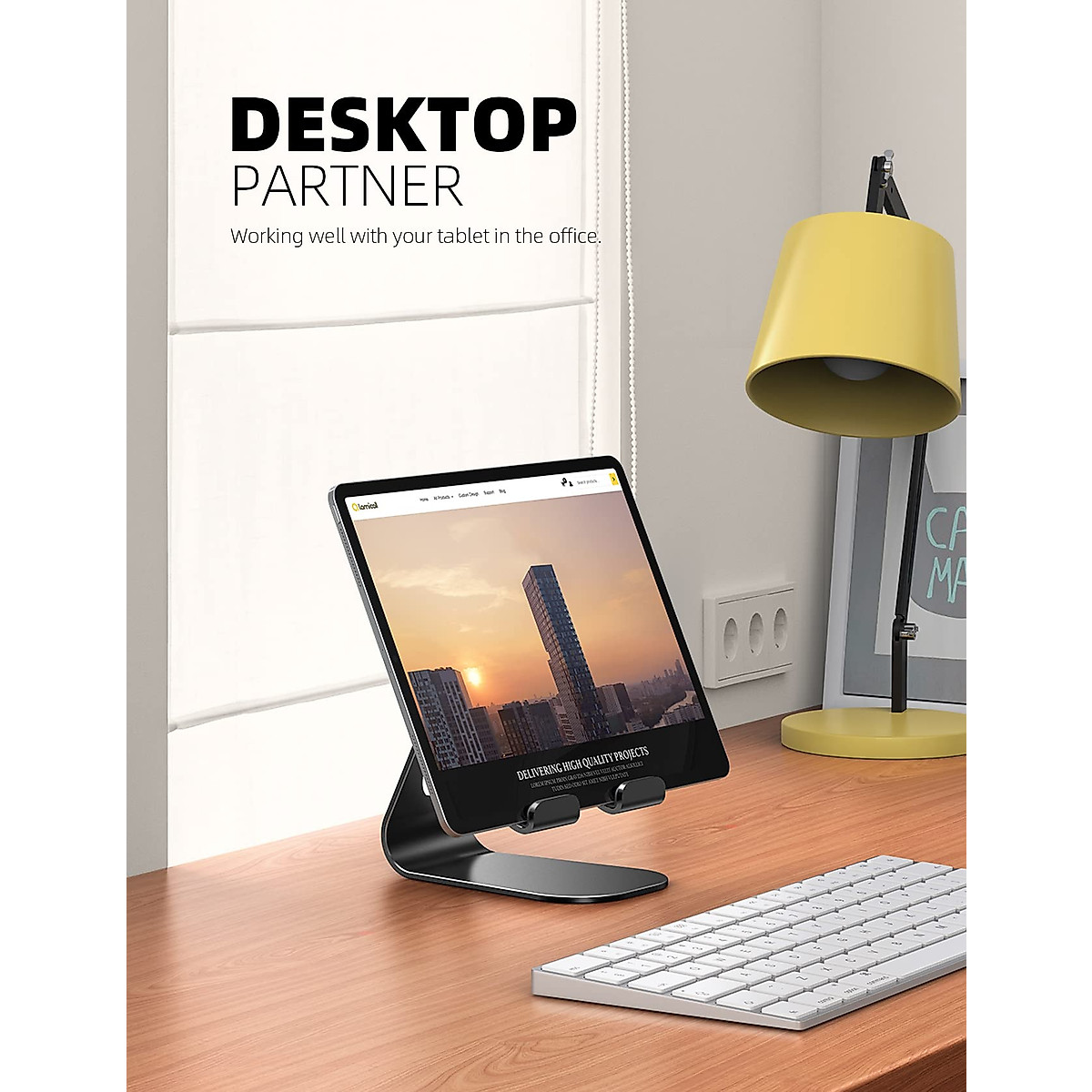 Lamicall Tablet Stand Adjustable, Tablet Holder : Desktop Tablet Accessories Holder Dock Compatible with 4-13" Tablet Such as iPad Pro 11, 9.7, 10.5, Air Mini 2 3 4, Kindle, Nexus, E-Reader, Black