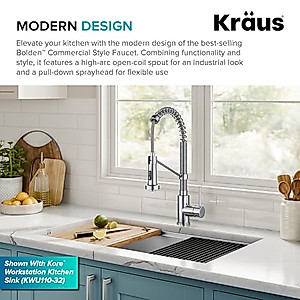 KRAUS Bolden Commercial Style 2-Function Single Handle Pull Down Kitchen Faucet in Chrome, KPF-1610CH (Pack of 1)