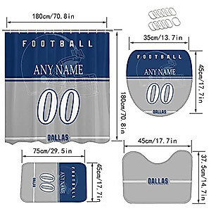 Custom Football Style Shower Curtain 4Pcs Set Personalized Bathroom Decor Gift Fashion Modern Home Supplies