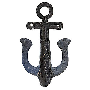 Deco 79 Metal Anchor Single Hanger Wall Hook, Set of 4 5"W, 9"H, Multi Colored