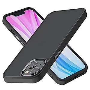 Shockproof Phone Case ,Compatible for iPhone 13 Case, 4FT Military Drop Protection Translucent Matte Hard Back with Soft Edge Airbag Protective Phone Cases for iPhone 13 6.1 inch 2021 (Black)