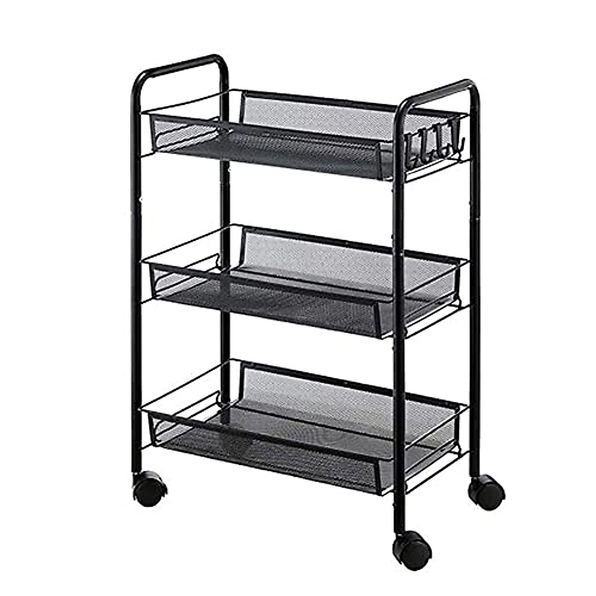 ATAAY Cart with Storage Basket, Fruit and Vegetable Rack on/Black