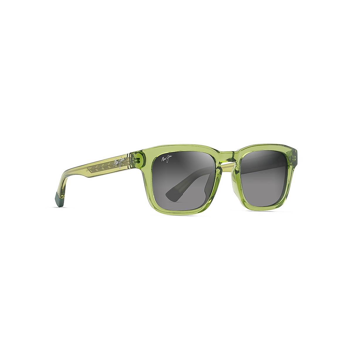 Maui Jim Maluhia Square Sunglasses, Shiny Trans Grass Green/Neutral Grey Polarized, Medium