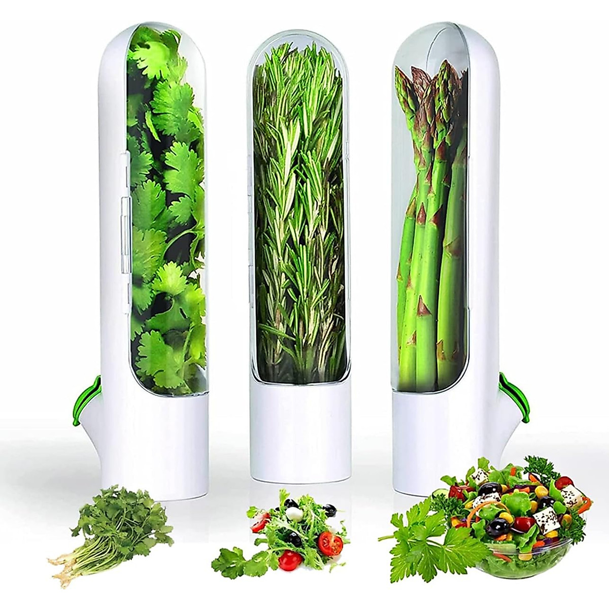 Herb Saver for Refrigerator, Fresh Herb Keeper, Herb Saver Pod Containers, Herb Fresh Keeper for Refrigerator,Herb Storage for Cilantro,Parsley, Asparagus,Keeps Vegetables Fresh for 2-3 Week
