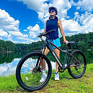 HILAND Rockshark 27.5 Inch Electric Bike for Adults,Mens Electric Mountain Bike with 350W Motor,Removable Fully Build-in 10.4Ah Battery,Shimano 7 Speed Gears Urban Electric Bicycles