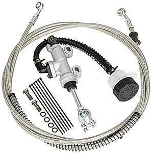 YOXUFA Rear Brake Master Cylinder Reservoir Hose Line for 90cc 110cc 125cc 150cc 200cc 250cc Arctic Cat Suzuki Chinese ATV Quad Pit Dirt Bike Yerf Dog Helix Coleman Go Kart Cart Buggy Motorcycle Parts