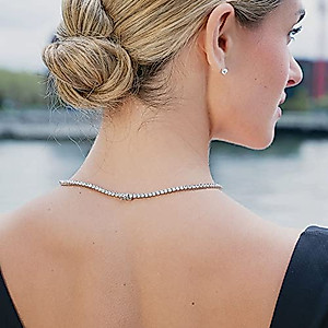 NYC Sterling Tennis Necklaces for Women & Men | Mens Necklace Chain, Chokers for Women, Statement Necklace for Women, Silver Necklace Chain | 3mm Cubic Zirconia Necklace, Tennis Necklace, 16”