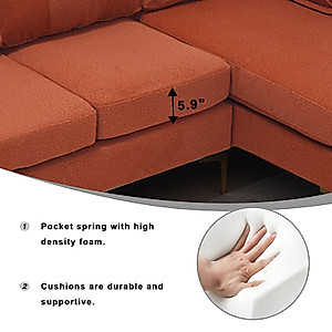 Hdxdkog L-Shaped Sectional Sofa with Pull-Out Bed 72" Sleeper Sofa Bed with Storage Chaise Lounge and Pocket, Upholstered Corner Couch for Living Room Home Office (Orang-L)