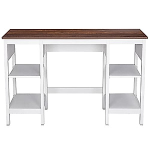 Spirich Home Office Computer Desk, 47 Inch Modern Rustic Wood Study Writing Table with Open Storage Shelves