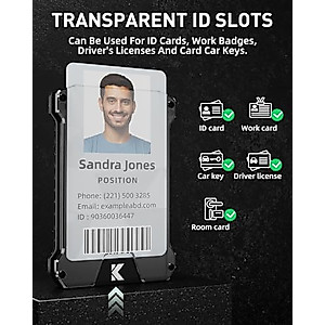 Keymarx Metal Wallet for Men Minimalist Wallet with Clear ID Card Holder Slim RFID Blocking Front Pocket Carbon Fiber Wallet Money Clip Tactical Wallet Gift for Men