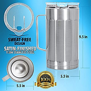 XPAC 84-Ounce Sweat-Free Beverage/Water Pitcher with Lid, Stainless Steel, Vacuum Insulated, Keeps Drinks Cold For Hours