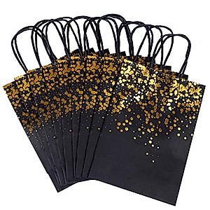 Cooraby 20 Pieces Paper Party Bags Dot Bronzing Kraft Paper Bag Hen Party Bags Bride Gift Bag with Handle for Party Favours