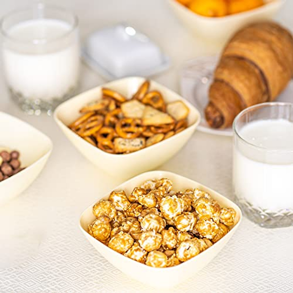 ARNO Serving Bowls Plastic Set of 6,12 OZ Stackable Salad Cereal Soup Snack Fruit Unbreakable BPA Free