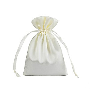 AKLVBL 30 Pack 6 x 9.5 Inches Beige Satin Gift Bags, Jewelry Bags, Drawstring Pouch, Wedding Favor Bags, Baby Shower Bags, silk bags