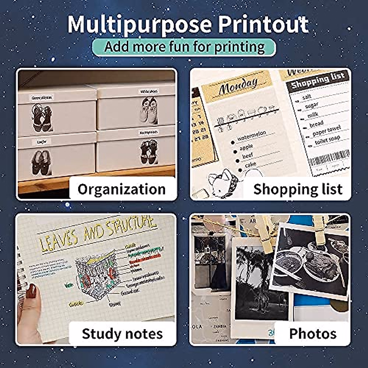 Phomemo M03 Pocket Printer- Portable Printer Photo Printer with 3 Roll 3 Inch Black on White, 77mm x 3.5m, 3 Inch X 11.5 ft, Compatible with iOS + Android for Photos, Journalist, Work, Plan-(Green)