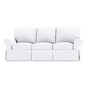The Heavy Cotton Sofa Cover is 3 Seat Sofa Slipcover Replacement. It Fits Pottery Barn PB Basic Three Seat Sofa (Bright White Basic)