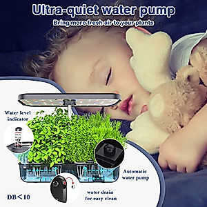 Yoocaa 12 Hydroponics Growing System, Indoor Herb Garden with LED Light, Up to 19.4'' Height Adjustable Indoor Gardening System, Gardening Gifts for Women Mom(Grey)