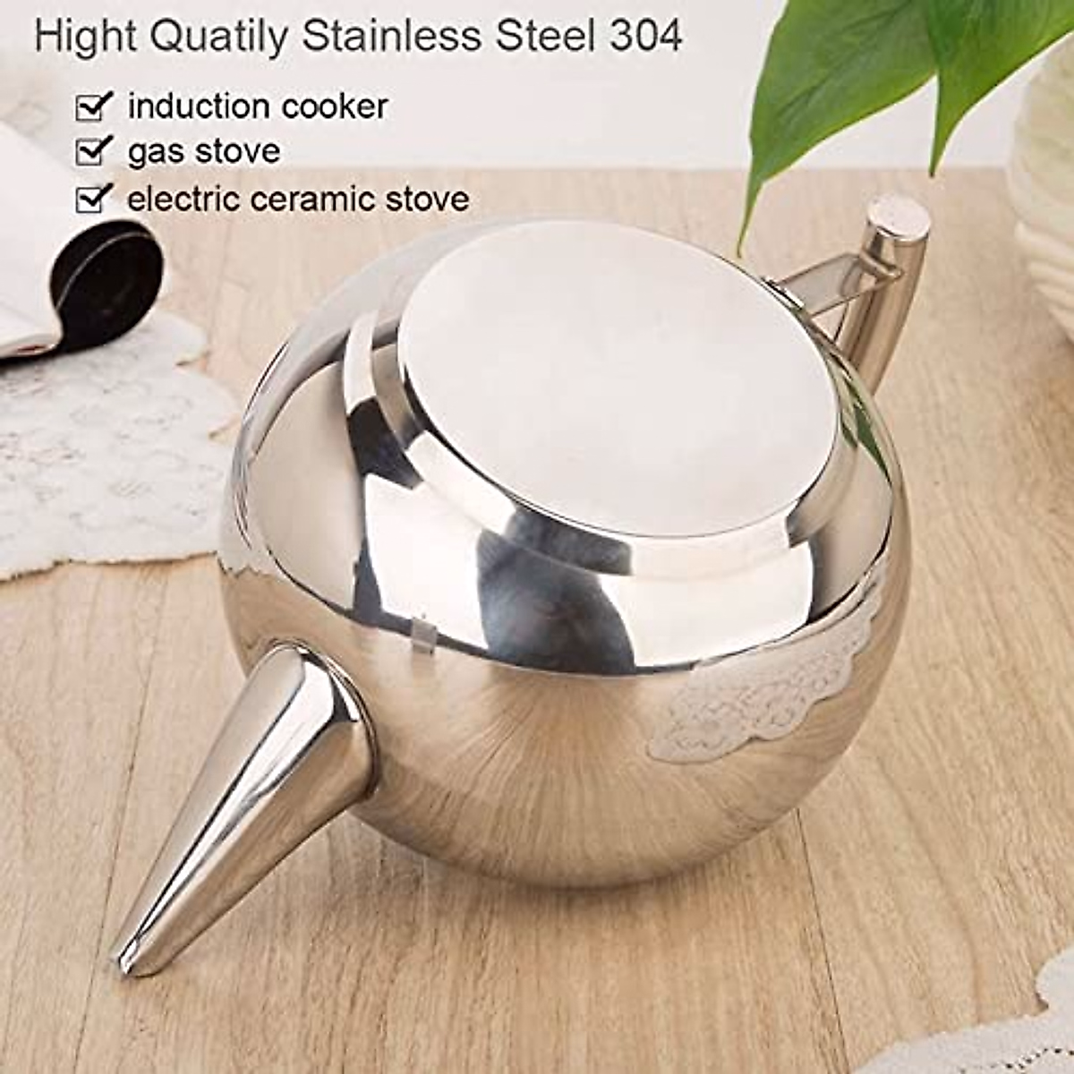 Tea kettle, Whistling Tea Kettle Stove Top, Stainless Steel Teakettle, Teapot with Cool Toch Ergonomic Handle and Infuser, Silver (Color : OneColor, Size : 1L)