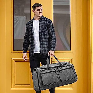 Duffle Bag for Men Travel, Large Duffle Bag Women Travel with Shoe Compartment Carry On Duffel Bag Waterproof 22 inch 50L Grey