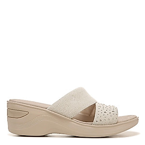 BZees Womens Dynasty Bright Wedge Sandal, Eggnog Beige Sparkle Knit, 10 US