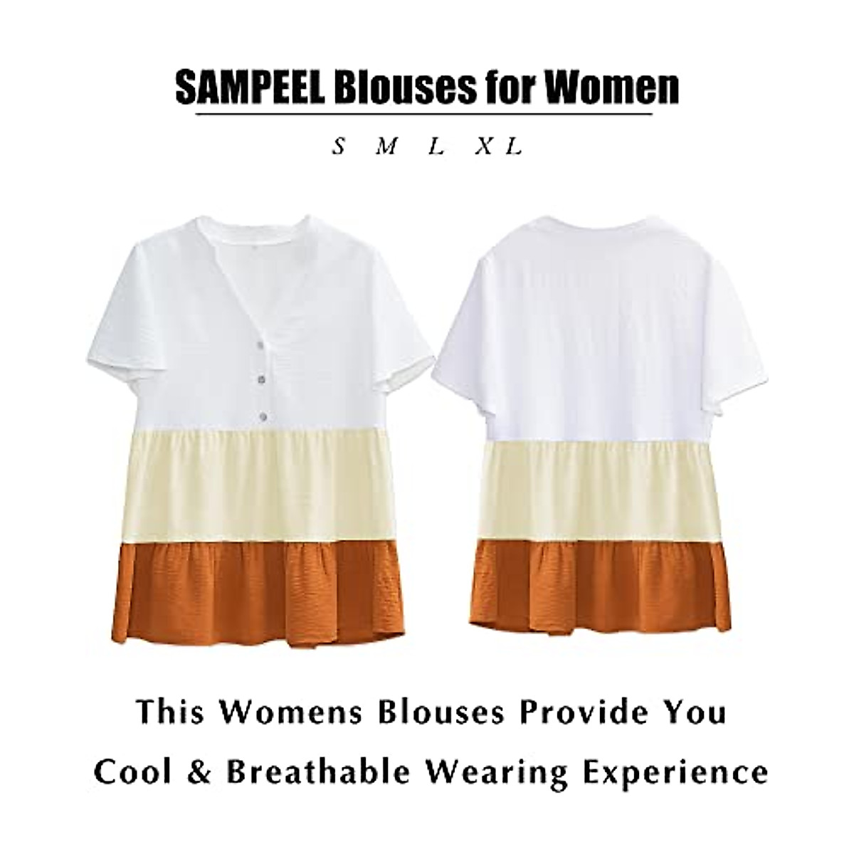 Button Down Shirts for Women Loose Fit Womens Summer Blouses Loose Tunic Flowy Tops Orange M