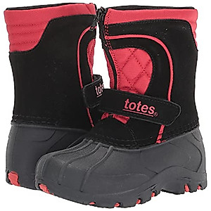 totes Boy's Unisex Kids Bradley Snow Winter Boots, Black/Red, 11 Little