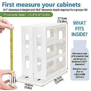 Dutiplus Medicine Organizer 2 Three-Decker Shelves Cabinet Storage Rack Organizer for Holding Vitamins, Supplements Cosmetics 10.82”H x 5.82”W x 10.43”D (Creamy White)