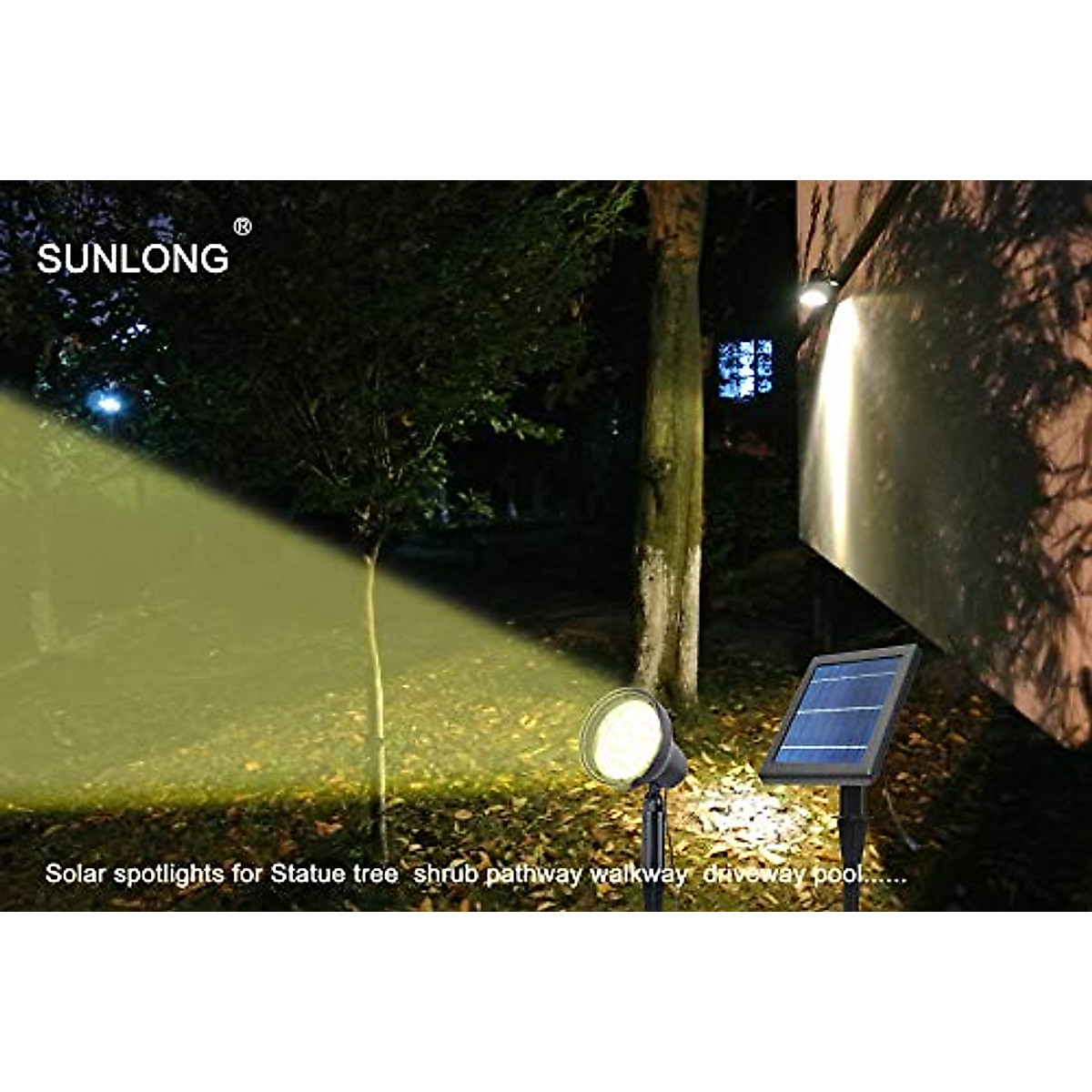 SUNLONG New Generation Solar SpotLights Outdoor Waterproof Super Bright 15LEDs Security Front Door Light Solar Powered Landscape Spotlights for Garden Pathway Driveways (WarmWhite)