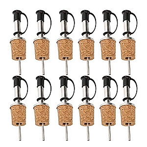 YARDWE Bottle Caps 12PCS Stainless Steel Wine Pourers Liquor Pour Spouts Set Cork Design for Wine Liquor Olive Oil Coffee Syrup Vinegar Bottles