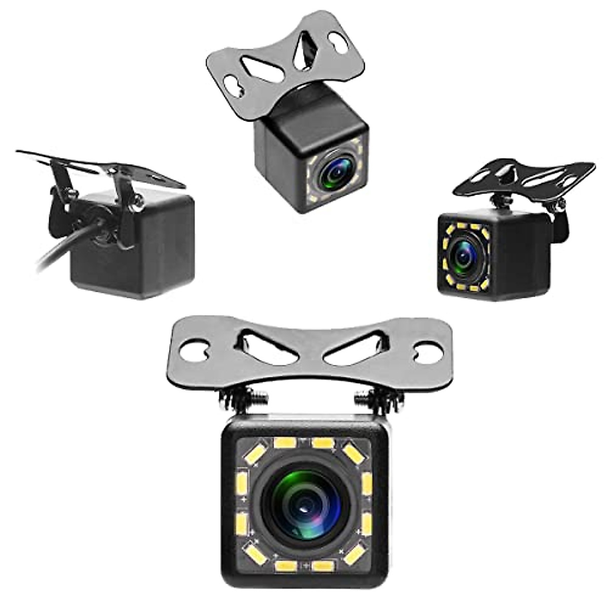 12LED Rear View Camera CVBS Switching Car Reverse Camera IP66 Waterproof Night Vision HD Backup Reversing Camera 170° Wide-Angle Parking Assistance Cameras for Cars Pickup Trucks RVs Vans SUVs