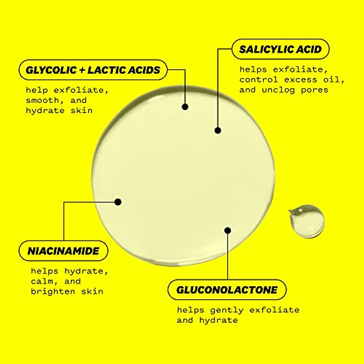 Starface Exfoliating Night Water, Face Exfoliator for Acne-Prone Skin, Made with AHAs, BHA, and PHA, Oil Free, Cruelty Free, and Vegan, 4.1oz