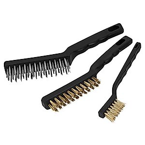 Performance Tool W1149 3-Piece Brass and Stainless-Steel Wire Brush Set