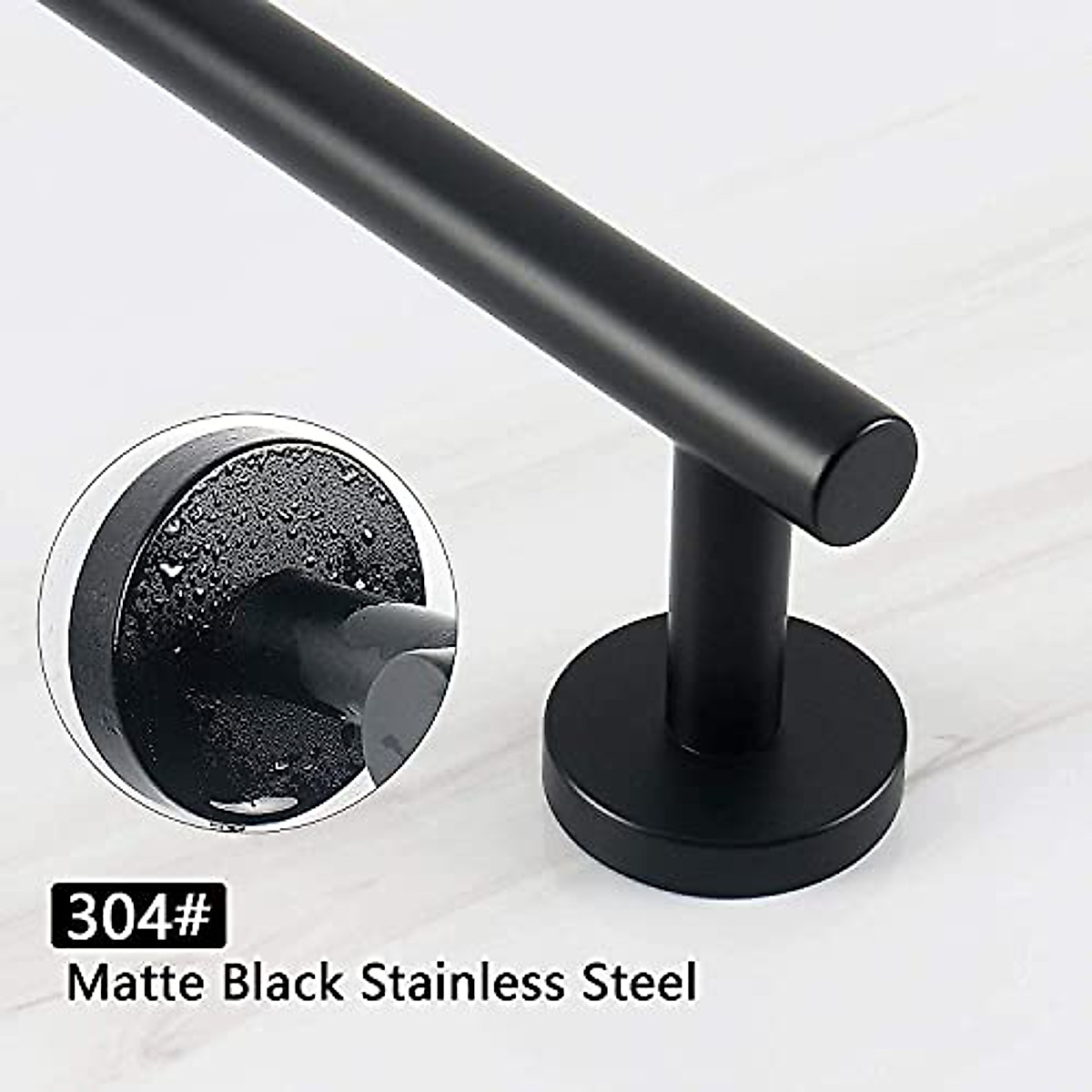 Cilee 2 Pieces Matte Black Bathroom Towel Bar, 24 Inch Double Towel Racks,Bathroom Towel Holder Towel Hanger for Bathroom Stainless Steel Wall Mount