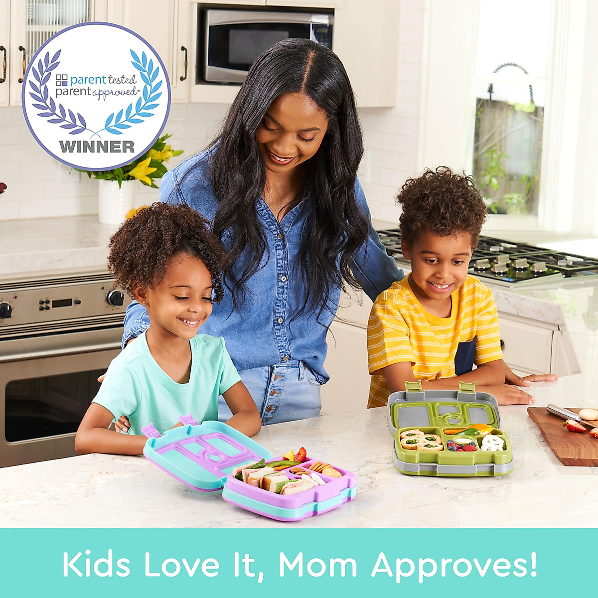 Bentgo® Kids Prints Leak-Proof, 5-Compartment Bento-Style Kids Lunch Box - Ideal Portion Sizes for Ages 3-7, Durable, Drop-Proof, Dishwasher Safe, & Made with BPA-Free Materials (Mermaid Scales)