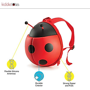 Kiddietotes Ladybug Backpack for Toddlers, and Children - Perfect for Daycare, Preschool, Kindergarten, and Elementary School