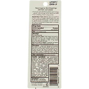 Neutrogena Skinclearing Blemish Concealer With Salicylic Acid, Medium 15,.05 Oz. (Pack of 2)