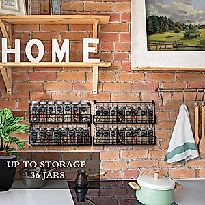 Spice Rack Organizer Wall Mounted 4-Tier Stackable Hanging Spice Jars Storage Racks,Great for Kitchen and Pantry,Up to Storage 36 Jars(Patent No.:US D909,138 S)